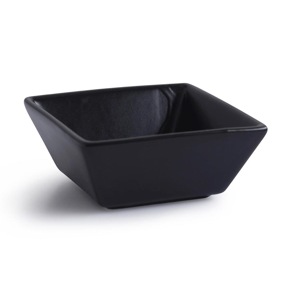 Black Coal Mini Dish Silver Spoon Party Rental