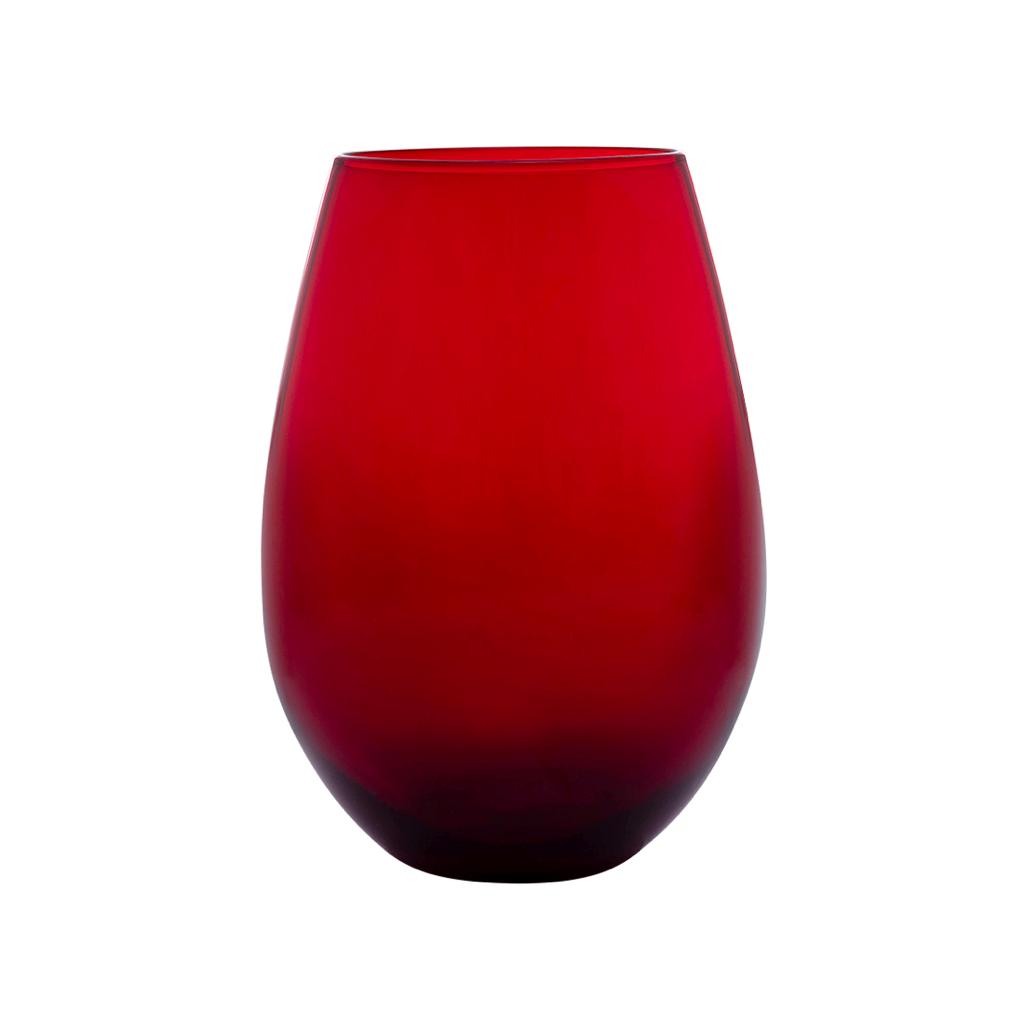 Red Stemless Glass – Silver Spoon Party Rental