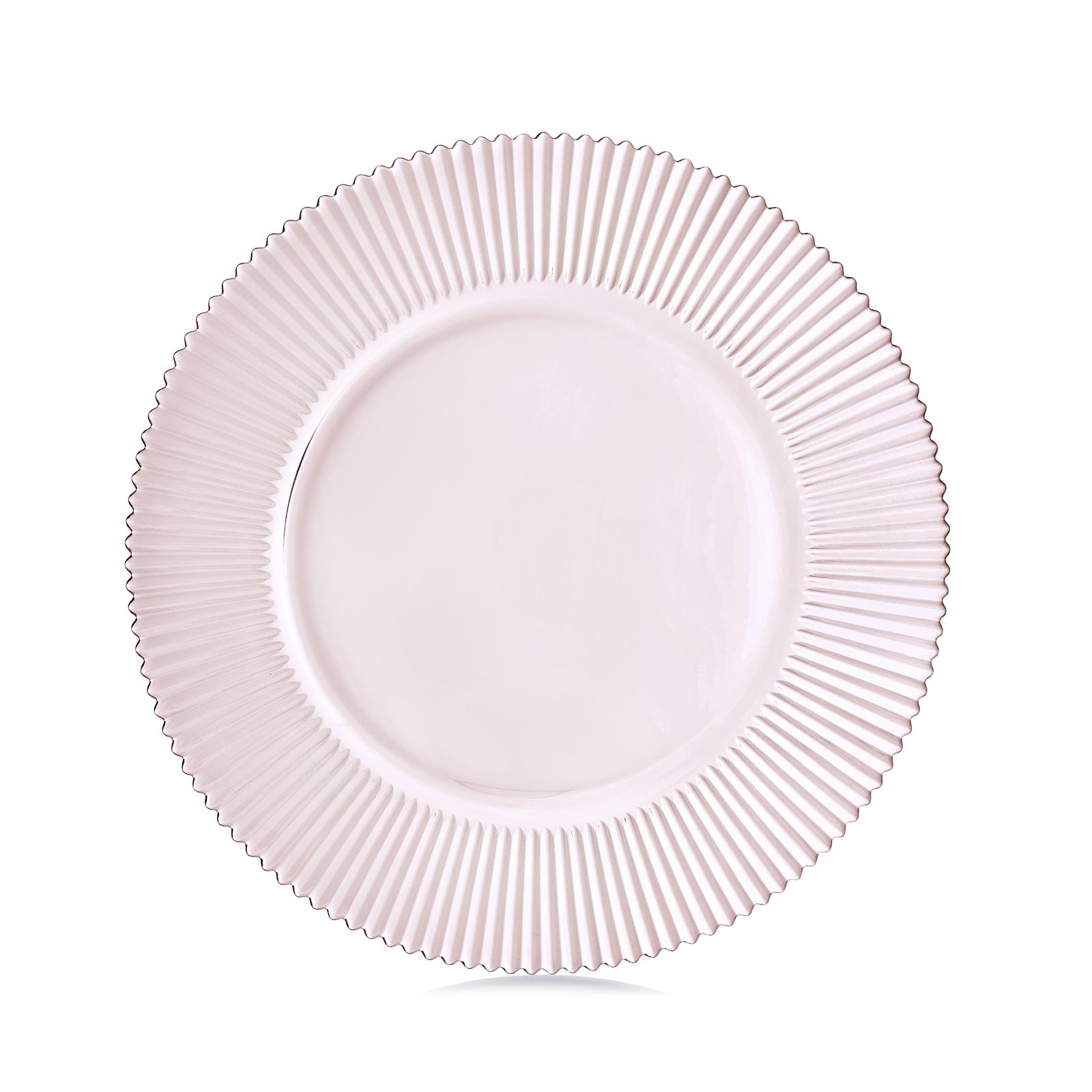 Rippled Glass Charger- Light pink – Silver Spoon Party Rental