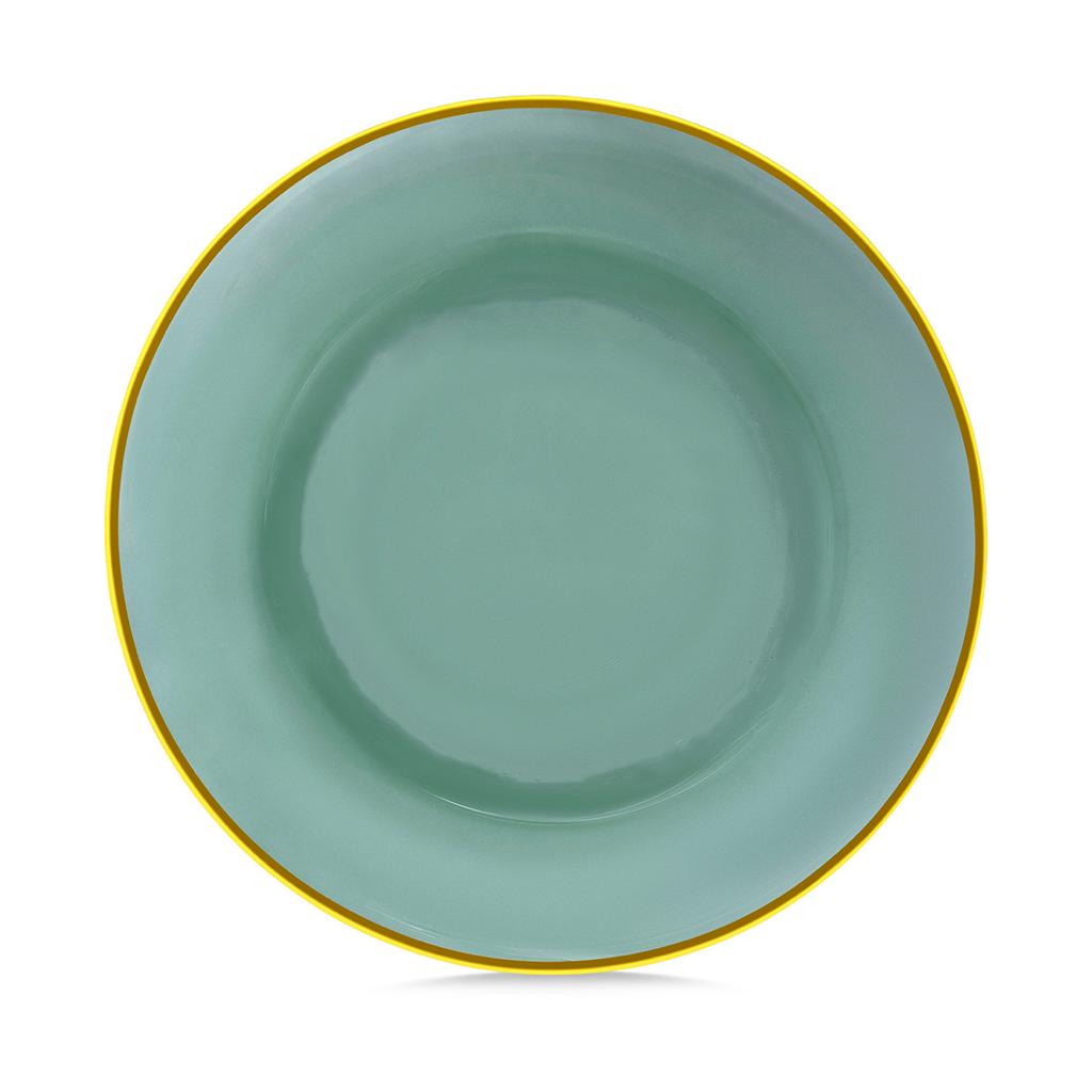 Platinum Charger Green – Silver Spoon Party Rental