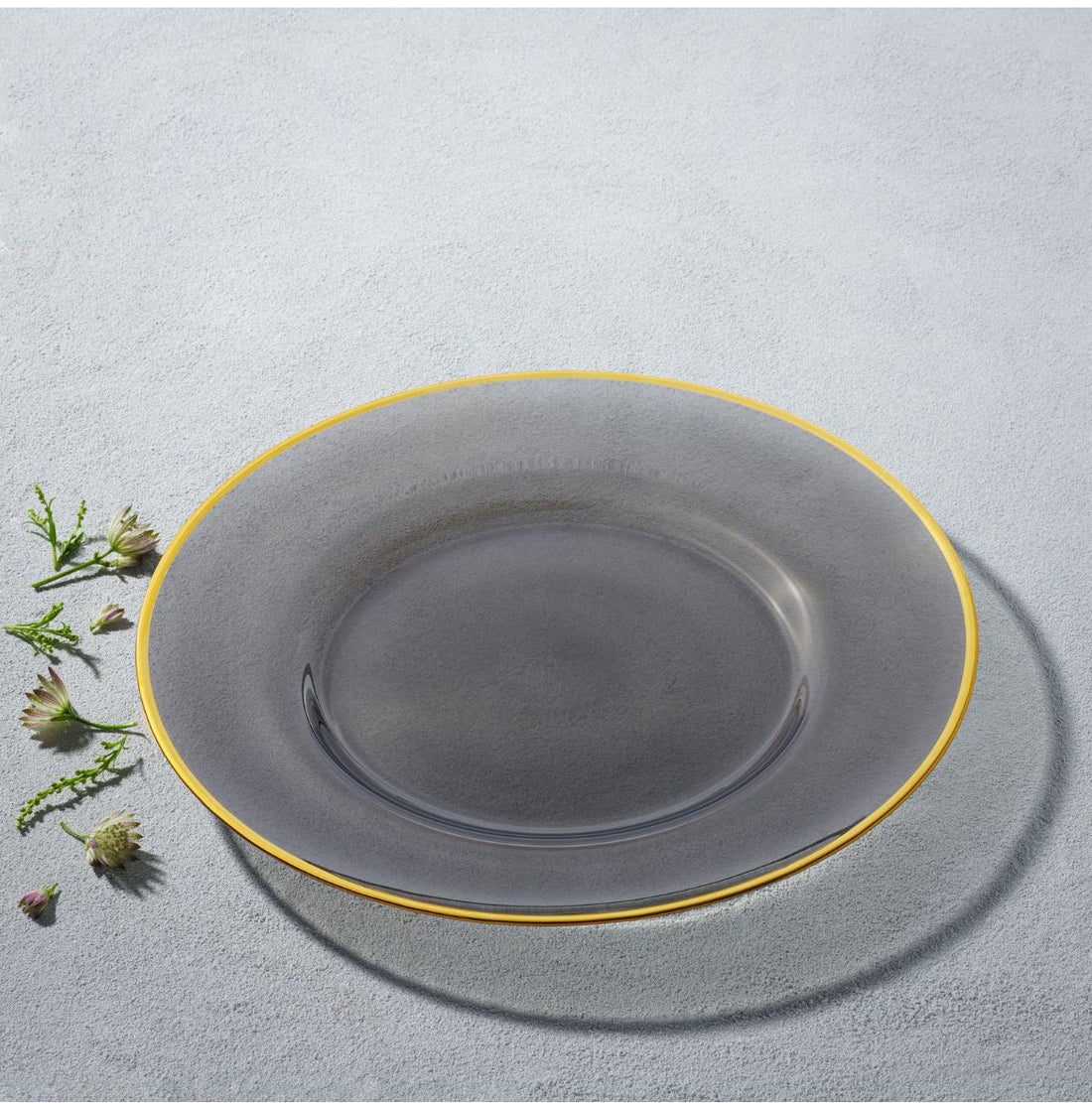 Platinum Smoked Charger – Silver Spoon Party Rental