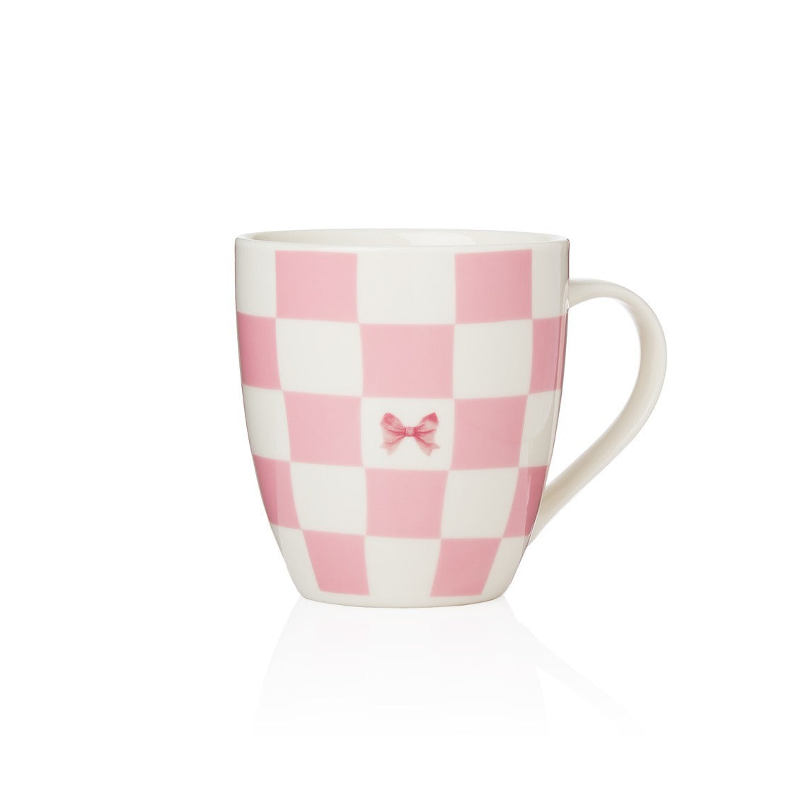 Dairy Pink Bow checker Coffee Mug – Silver Spoon Party Rental