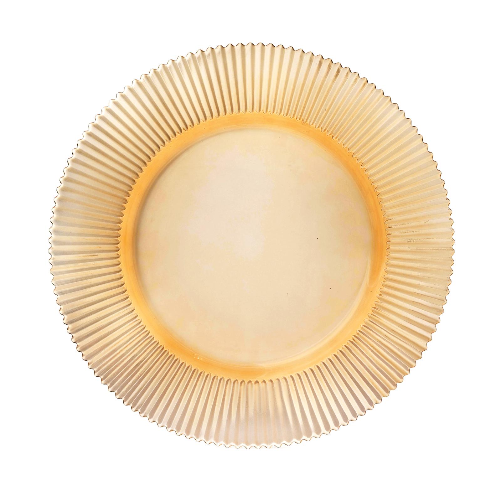 Rippled Glass Charger Amber – Silver Spoon Party Rental